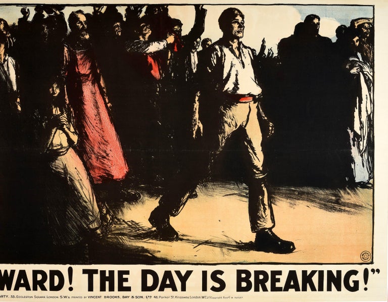 Original Antique Poster Forward The Day Is Breaking UK Elections Labour ...