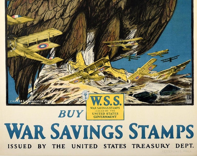 Original Antique Poster Keep Him Free Buy War Savings Stamps WWI ...