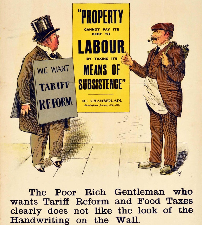 Original Antique Poster Liberal Party An Awkward Reminder Food Tax ...