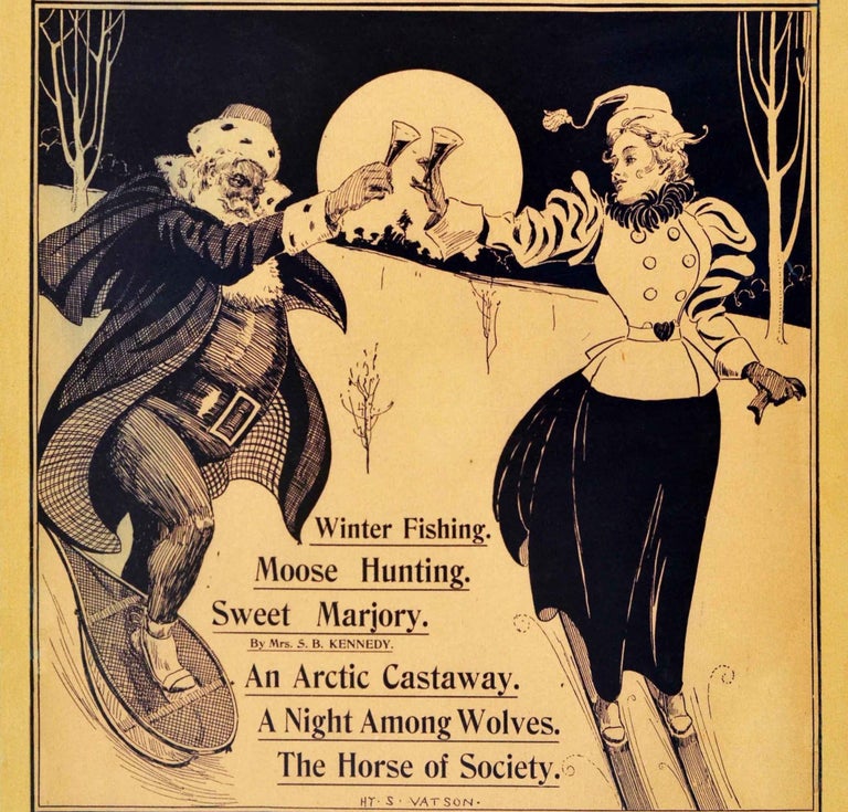 Original Antique Poster Outing Sports Magazine Holiday Winter Issue Ski ...