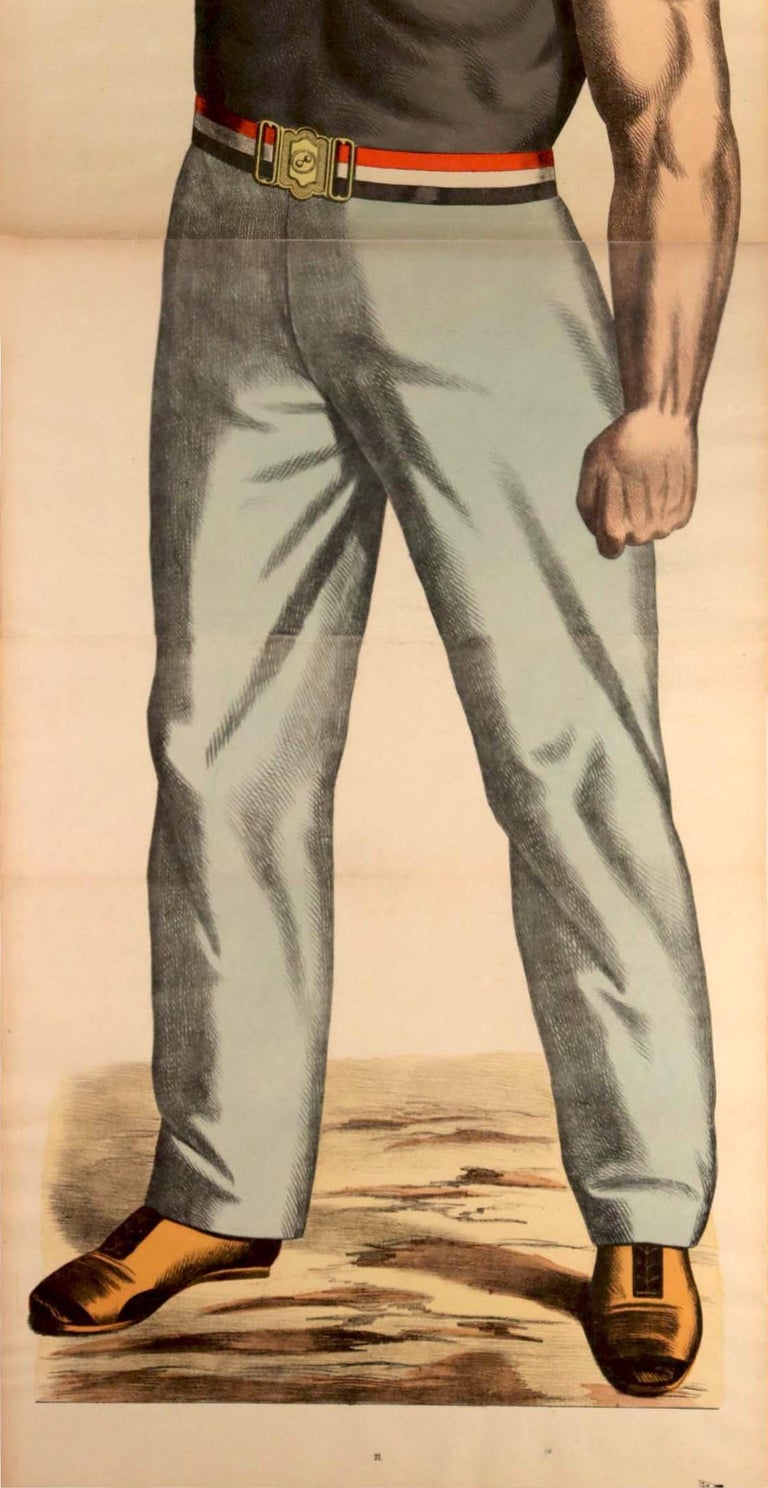 Original Antique Poster Strongman With Weight Athlete Sport French ...