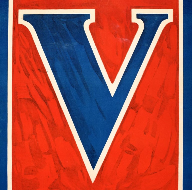 Original Antique Poster V Victory WWI United States Government Bonds ...