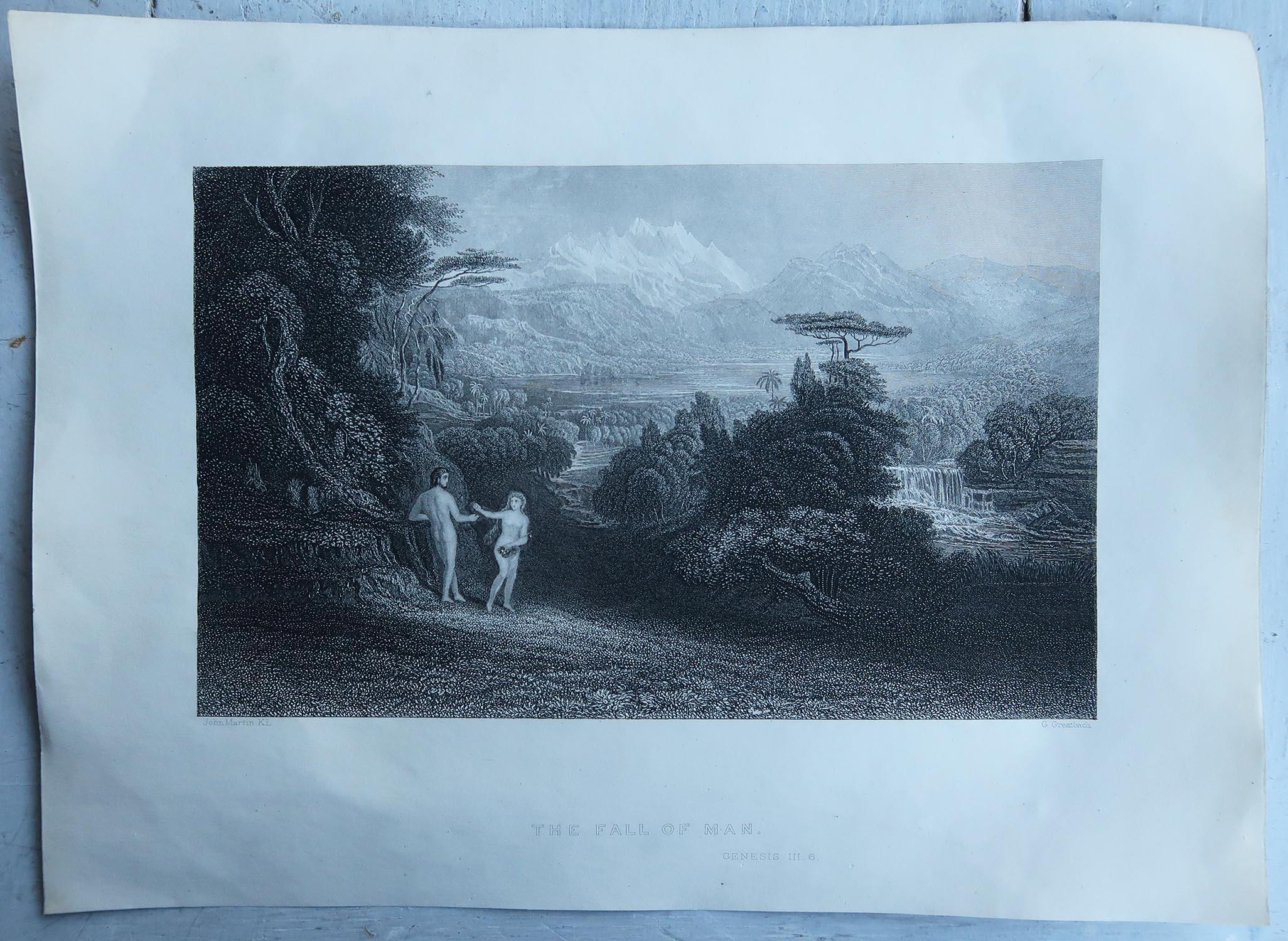 Original Antique Print After John Martin, The Fall of Man, C.1850 at ...