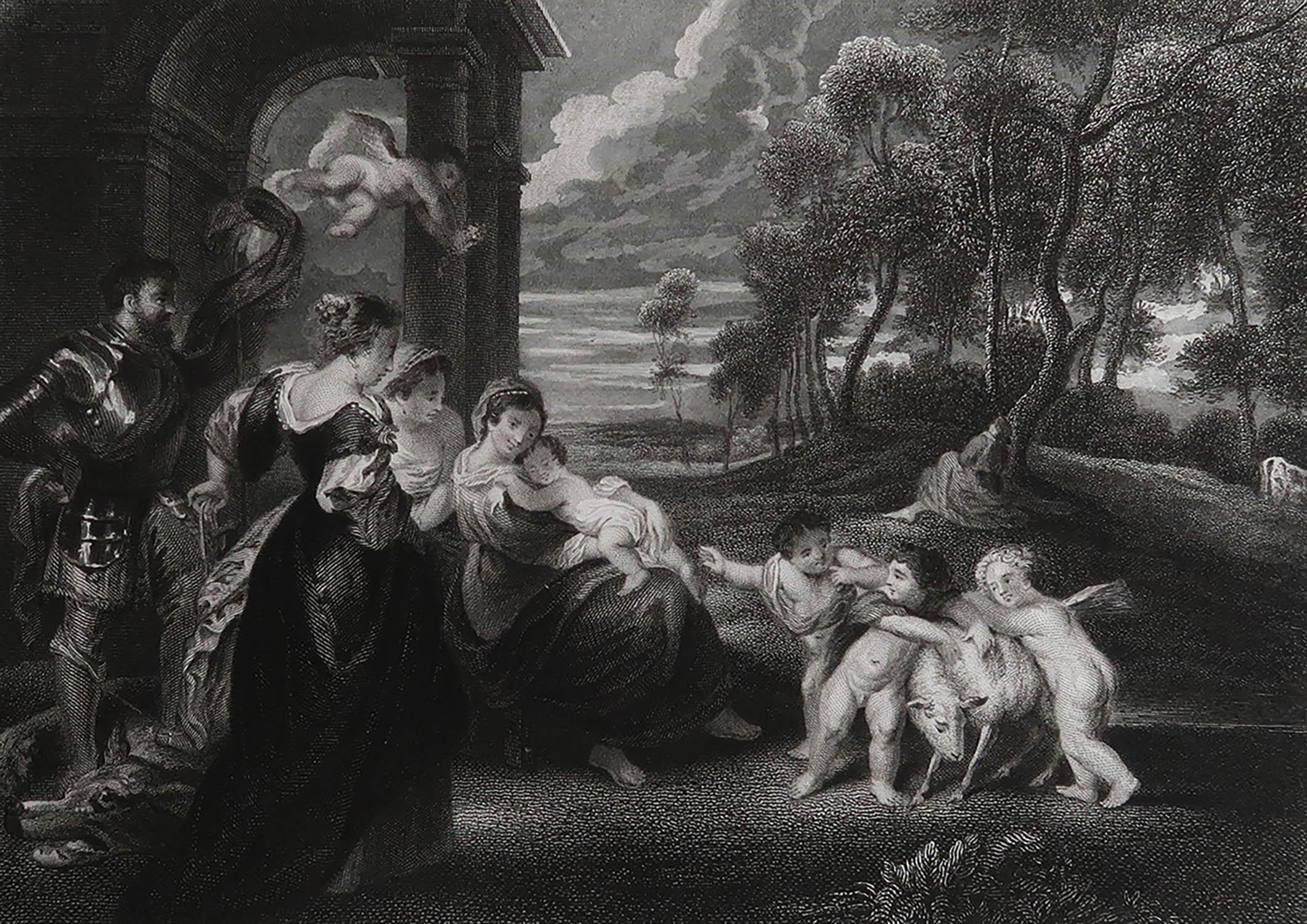 Original Antique Print After Rubens, Holy Family with Saints, circa ...