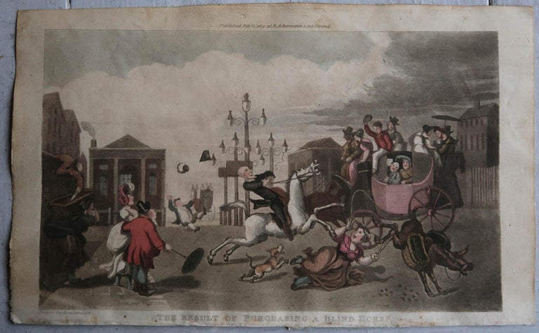 Original Antique Print After Thomas Rowlandson, Purchasing a Blind ...