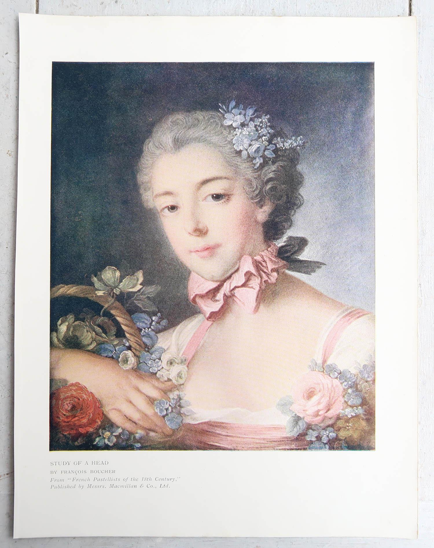 Original Antique Print of A Portrait of A Lady After Francois Boucher ...