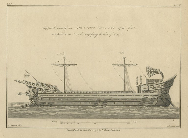 Original Antique Print of an Ancient Galley, 1802 For Sale at 1stDibs