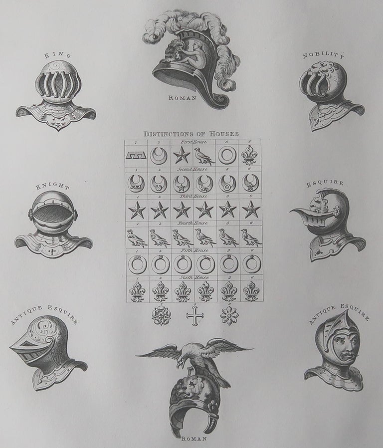 Original Antique Print of Armour / Helmets, Circa 1820 For Sale at 1stDibs