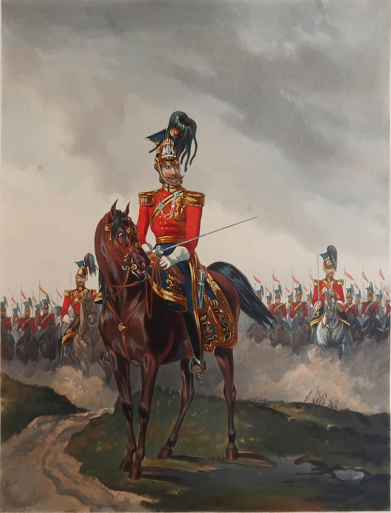 Original Antique Print of Military Costume- Queens Lancers, circa 1840 ...