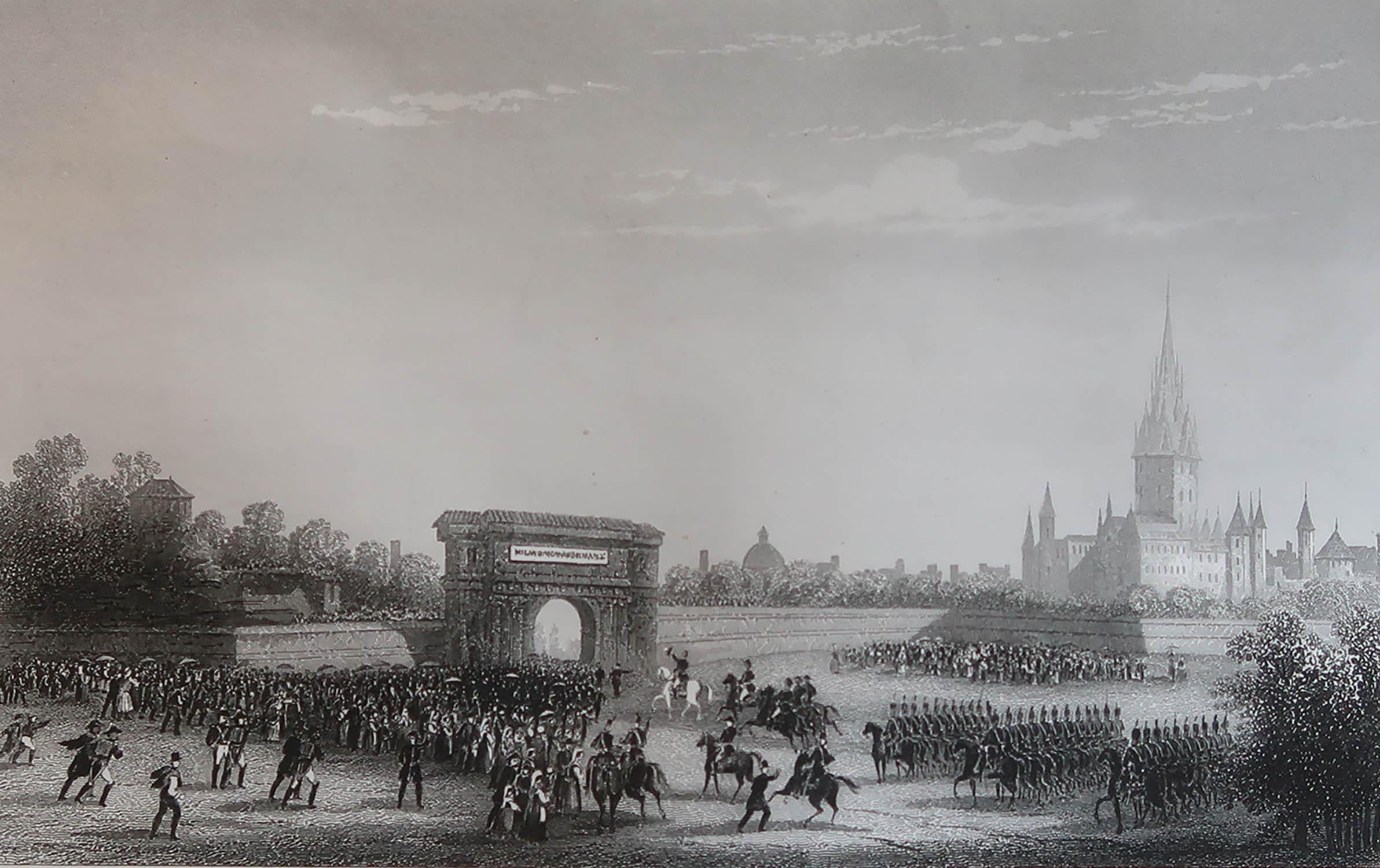 Original Antique Print of Napoleon Bonaparte's Entry Into Milan. Circa ...