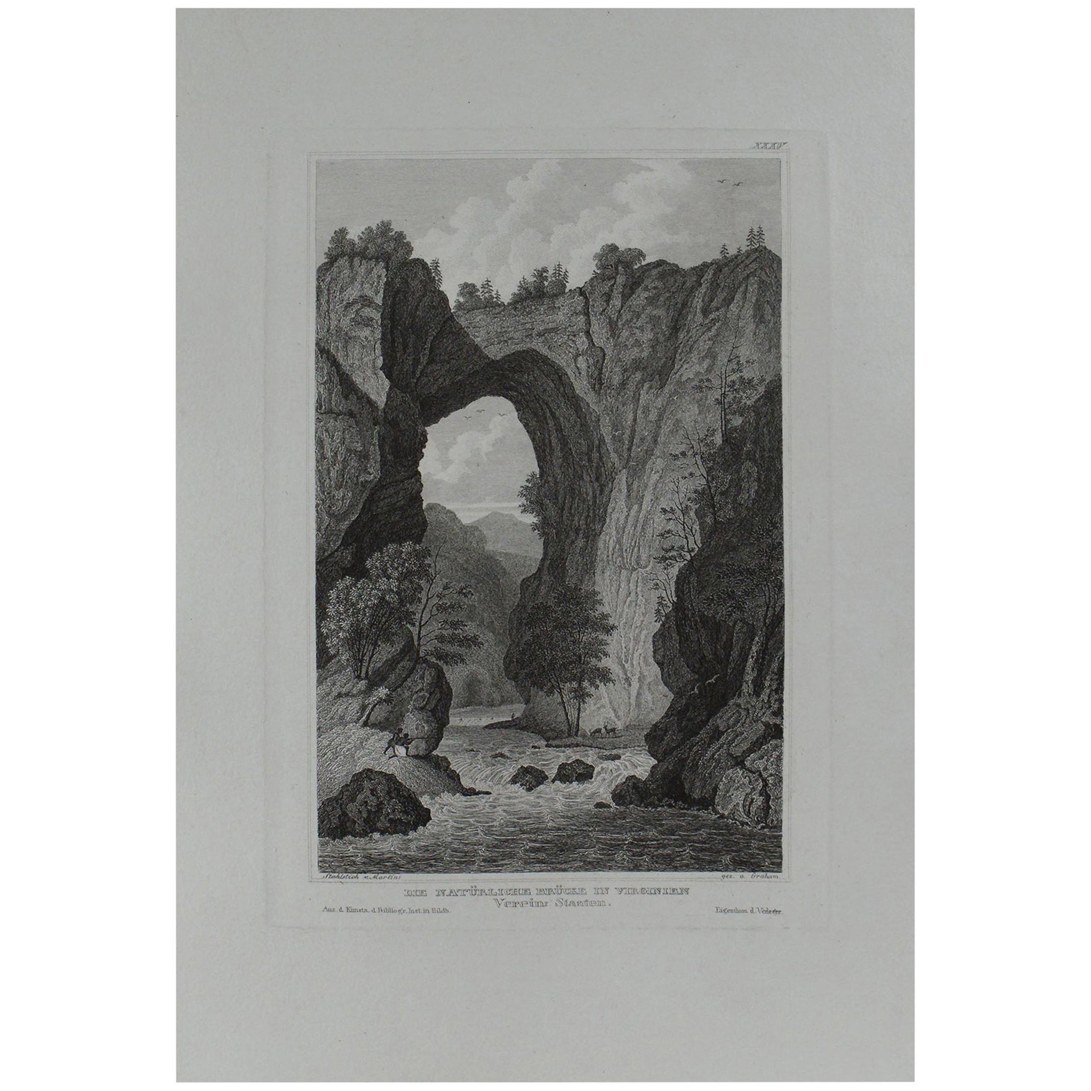 Original Antique Print of Natural Bridge, Virginia, circa 1840 at 1stDibs