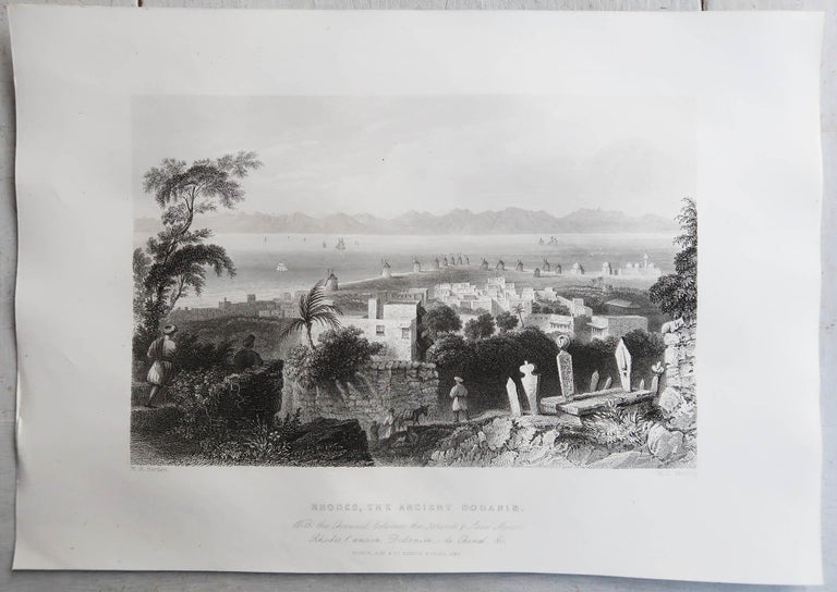 Original Antique Print of Rhodes, Greece Dated 1846 For Sale at 1stDibs