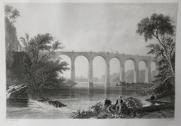 Original Antique Print of the Baltimore-Washington Railroad, circa 1850 ...