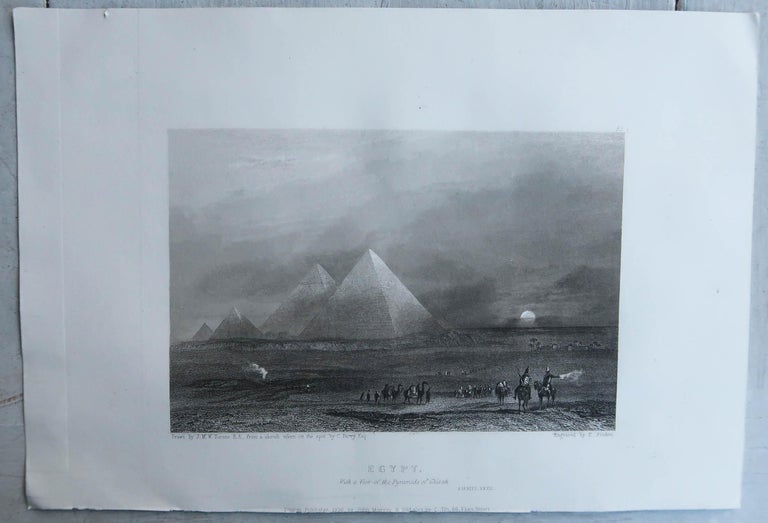Original Antique Print of The Pyramids of Giza, Egypt, After J.M.W ...