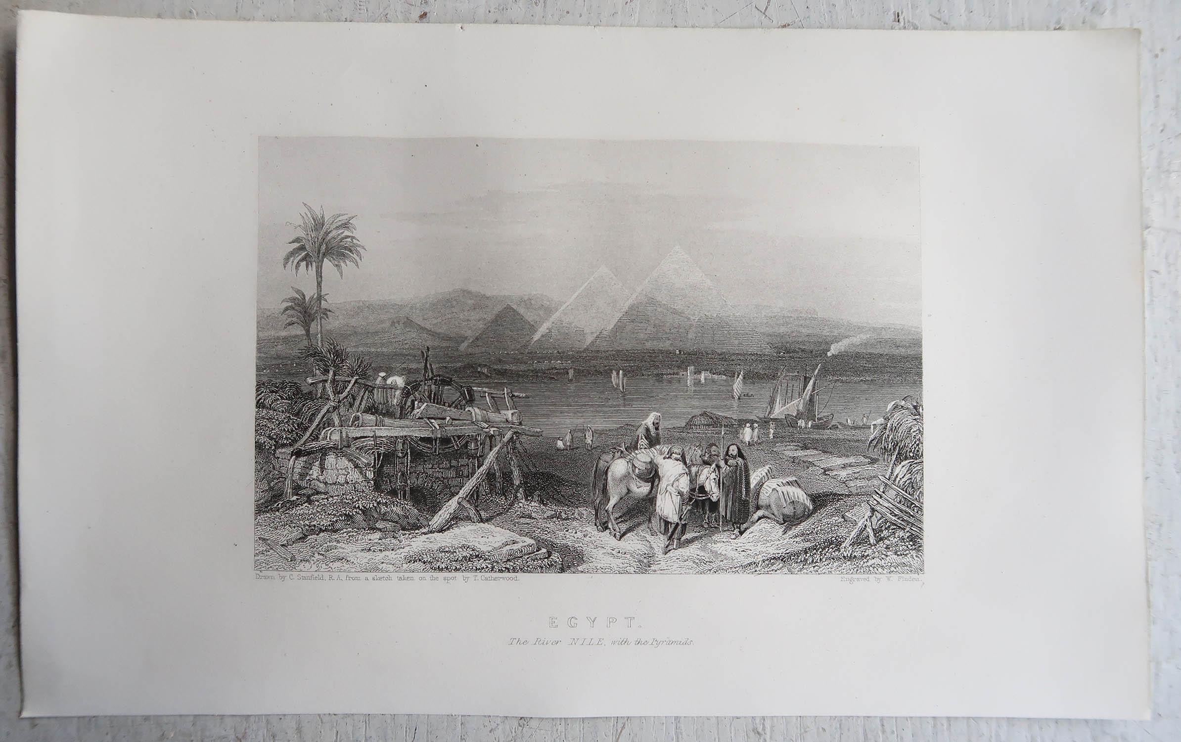 Original Antique Print of The Pyramids of Giza, Egypt, After Stanfield ...