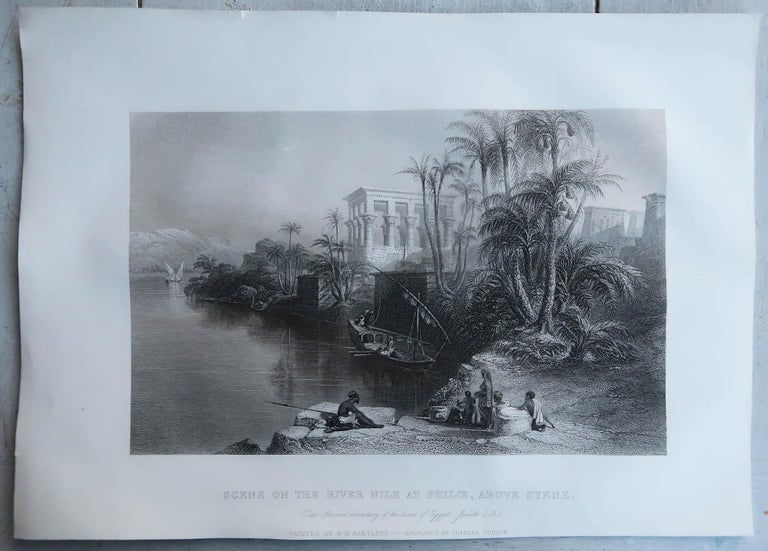 Original Antique Print of The Temple of Philae, Egypt, circa 1850 For ...