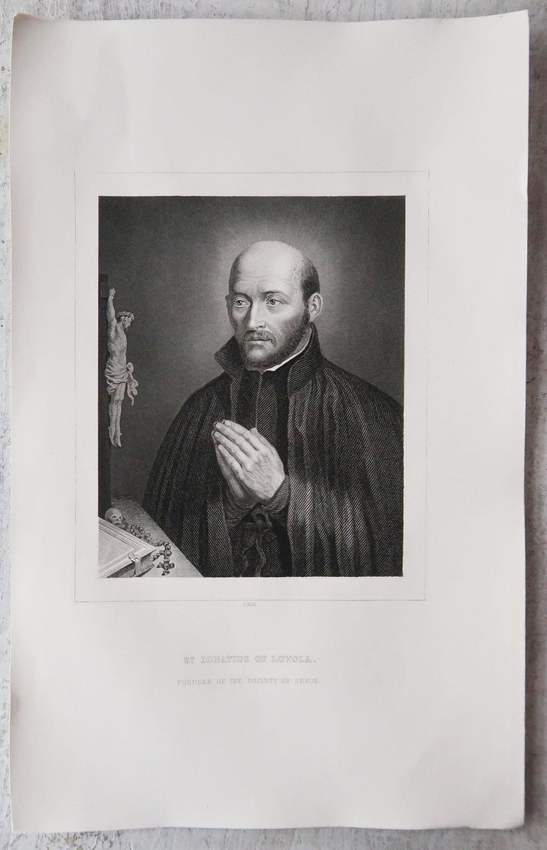 Original Antique Print, Portrait of Ignatius Loyola, Circa 1850 For ...