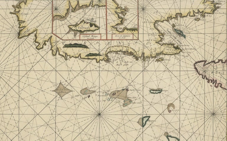 Original Antique Sea Chart of the Northern Part of Hispaniola, Western ...
