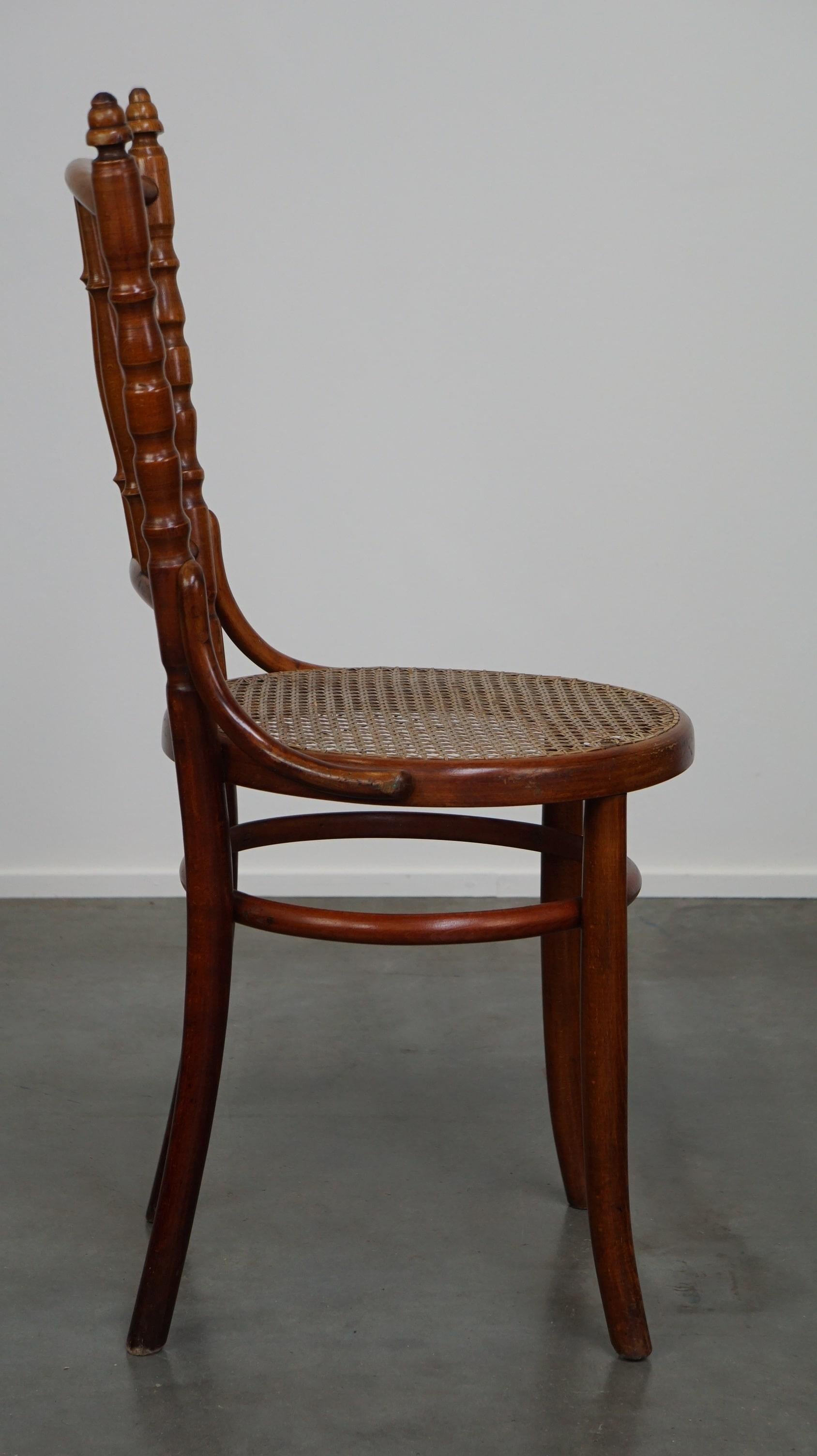 Original antique Thonet chair with great colors and a wicker seat For ...