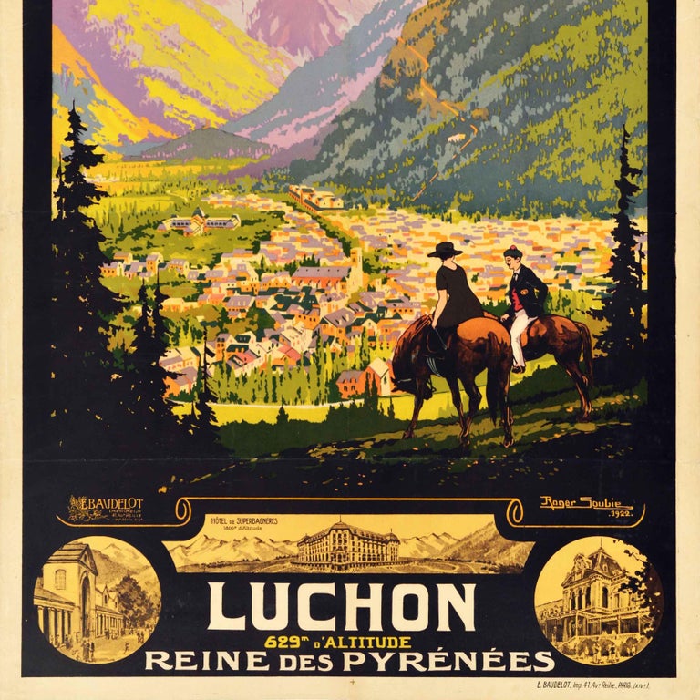 Original Antique Travel Poster Luchon Pyrenees Orleans Midi Railways ...