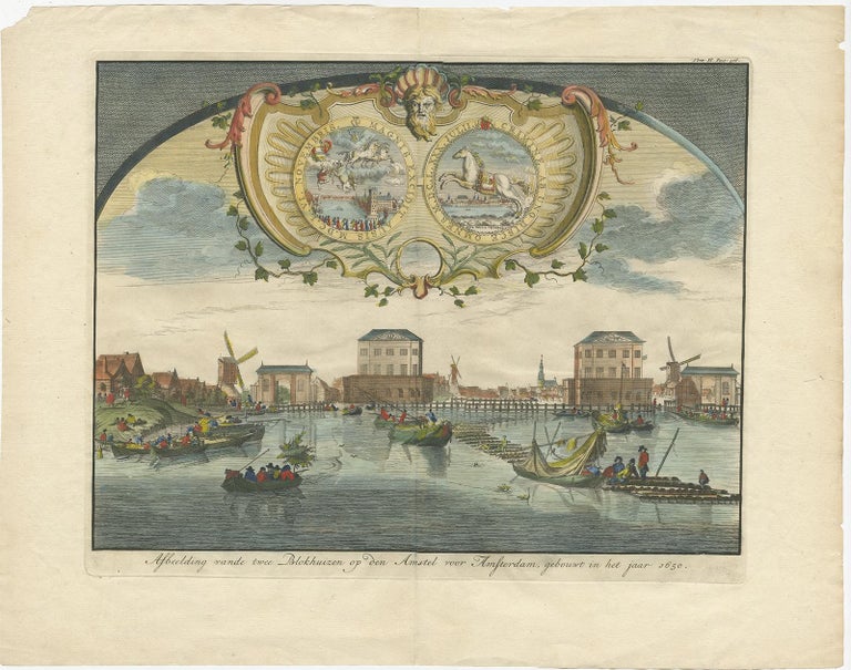 Original Antique View of the Amstel River, Near Amsterdam, Holland ...