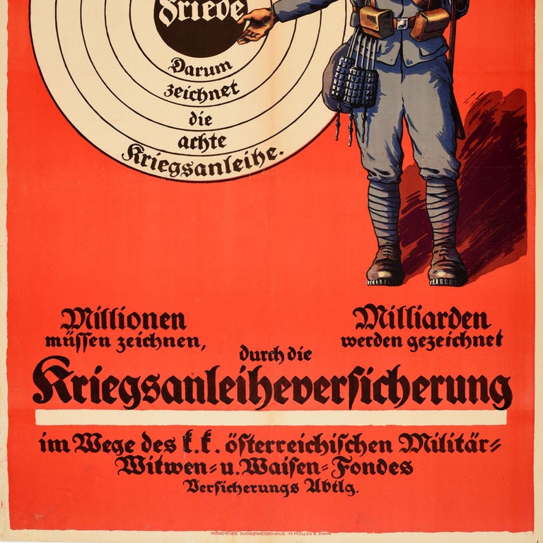 Original Antique War Propaganda Poster War Loan Insurance WWI Austria ...