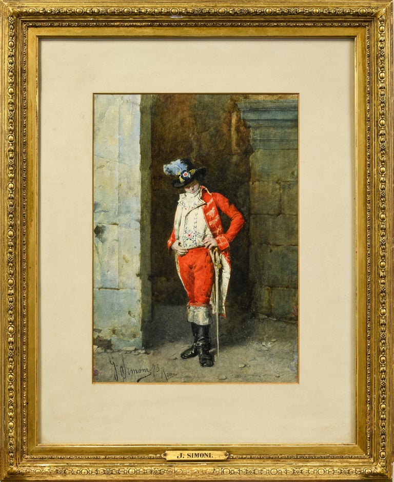 Antique Watercolour Painting of 'the Sentinel' by Italian Painter ...