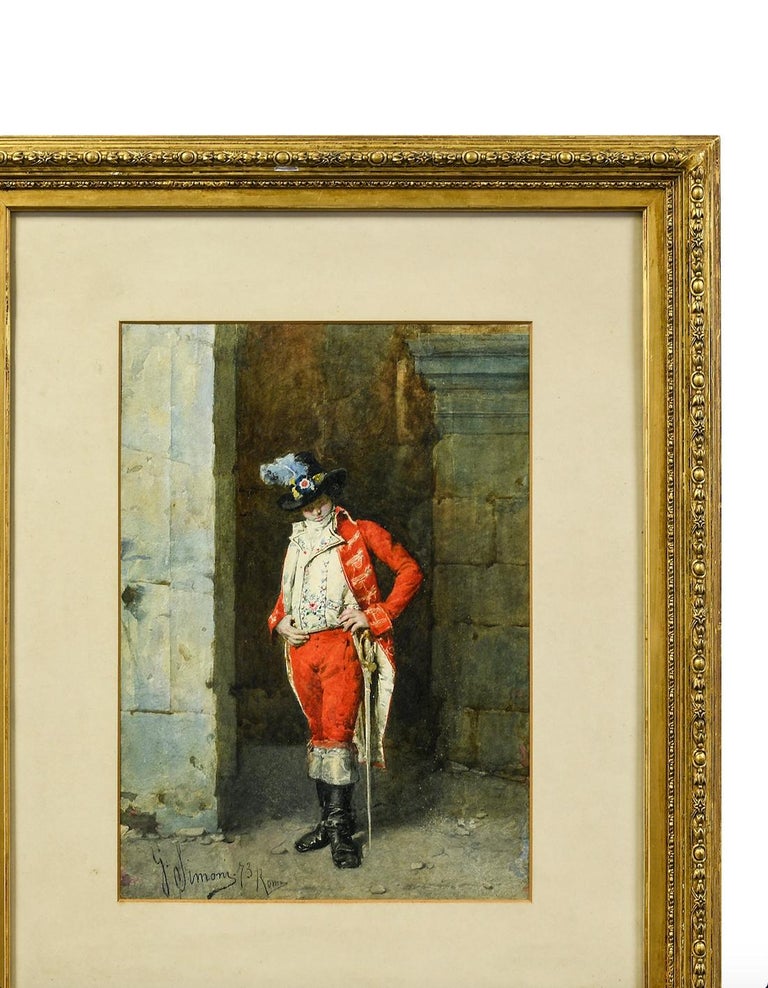 Antique Watercolour Painting of 'the Sentinel' by Italian Painter ...