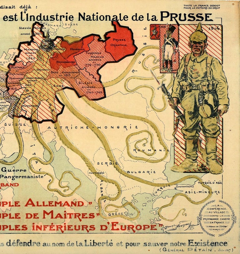 Original Antique WWI Poster Map War Is The National Industry Of Prussia ...