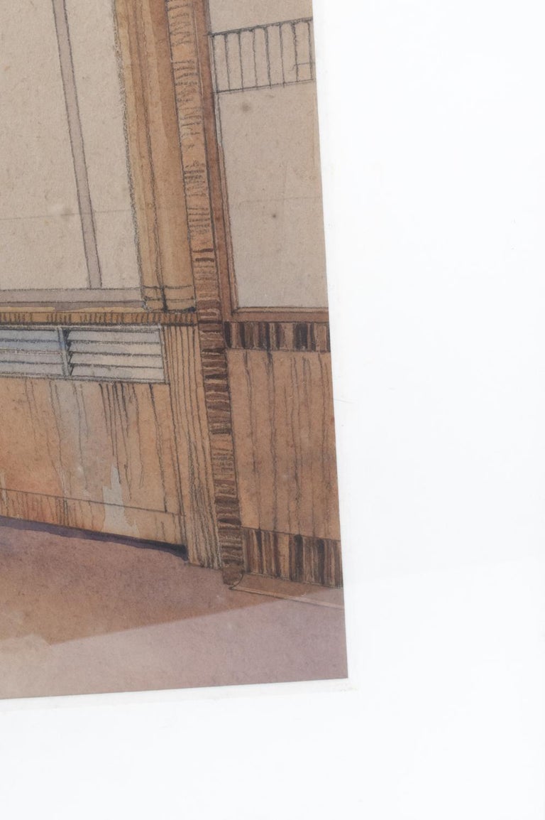 Original Architectural Interior Rendering in Gouache and Pencil For ...