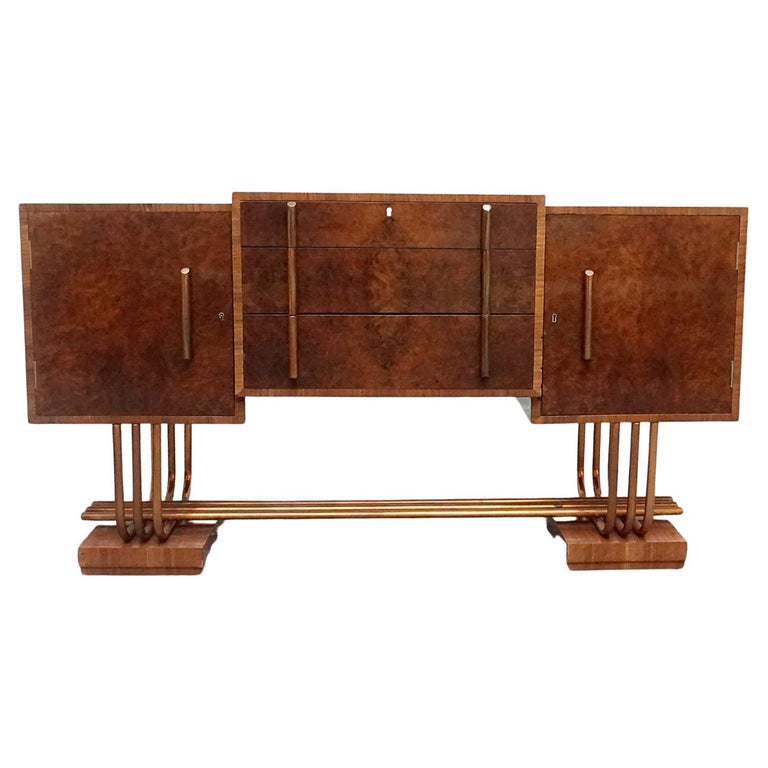 Original Art Deco Copper and Walnut Sideboard English, Circa 1930 For ...