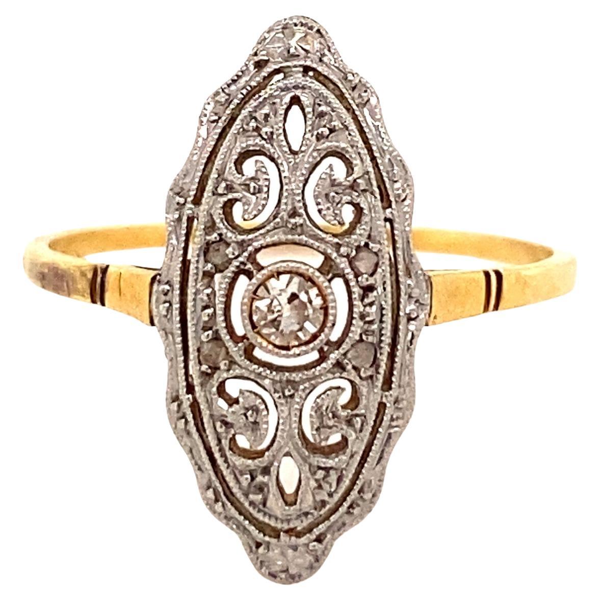 Original Art Deco Diamond Filigree 950 Platinum Ring For Sale at 1stDibs