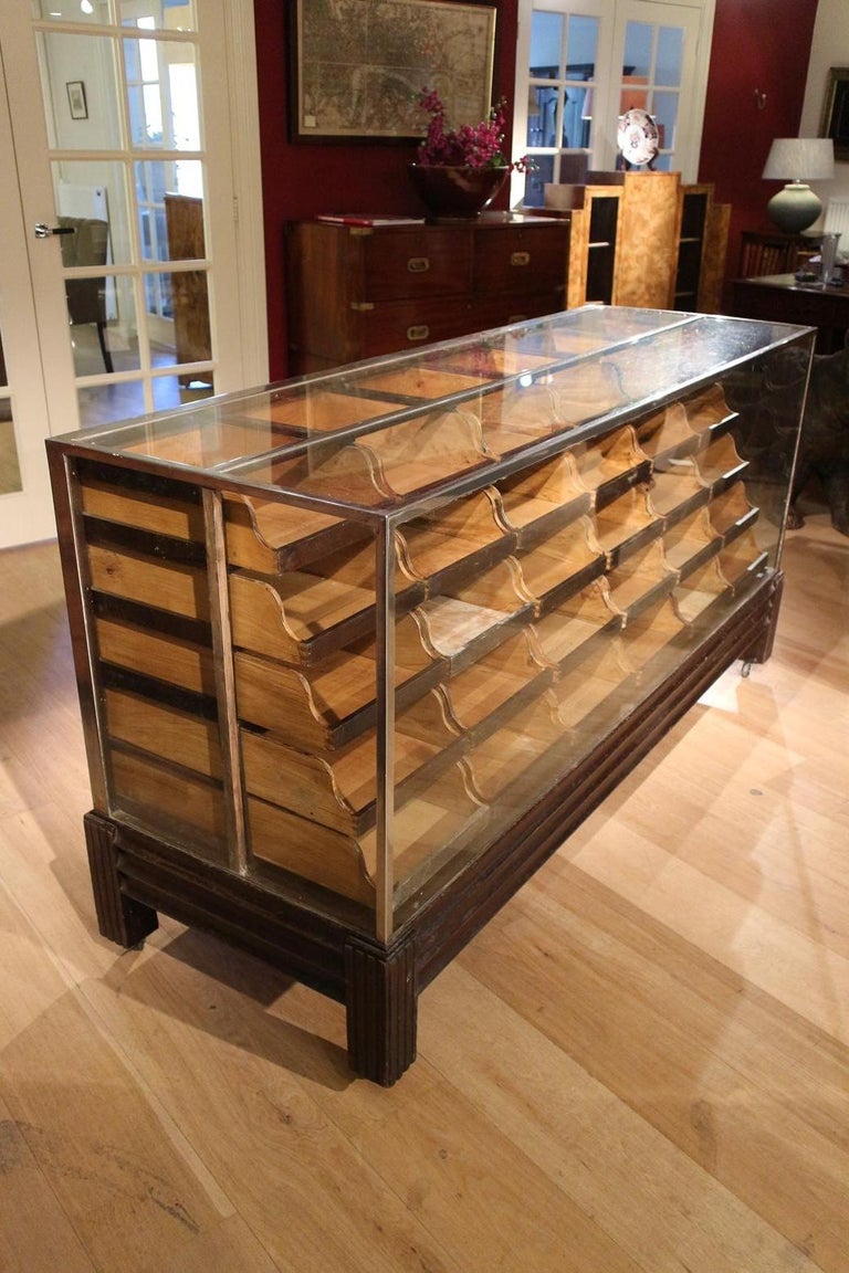 Original Art Deco Mahogany / Chrome Counter / Display at 1stDibs