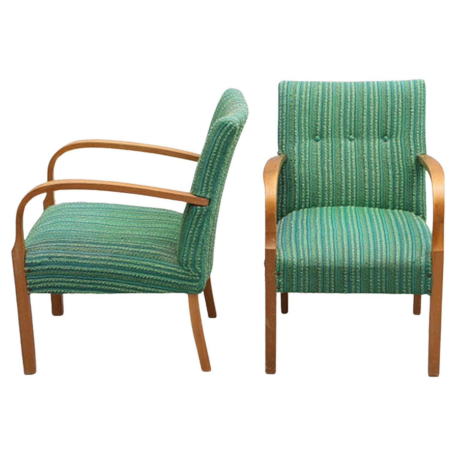 Original Art Deco Pair of Beautiful Club Chair with Bentwood Arms For ...