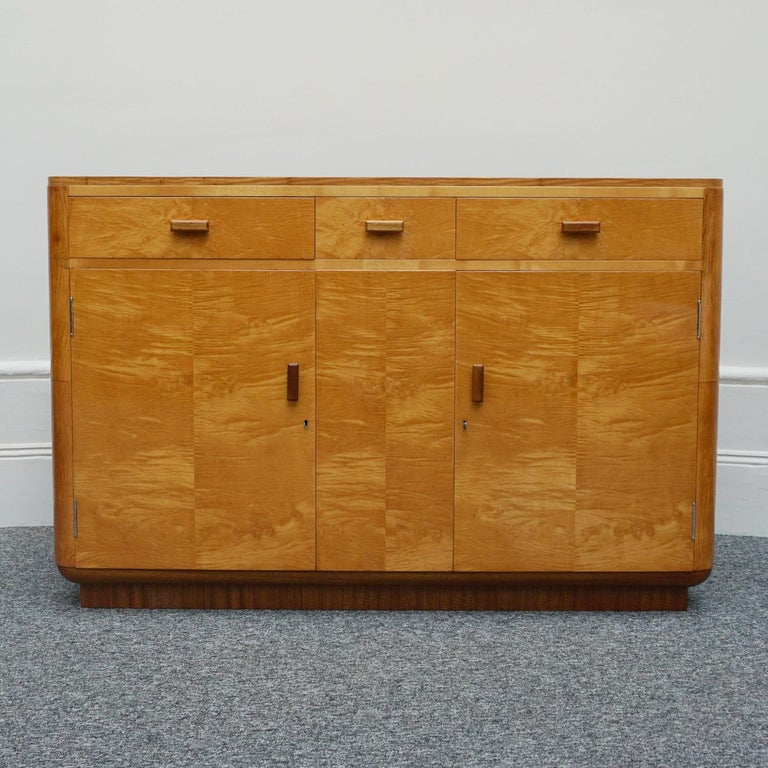 Original Art Deco Satin Birch Sideboard Circa 1935 at 1stDibs