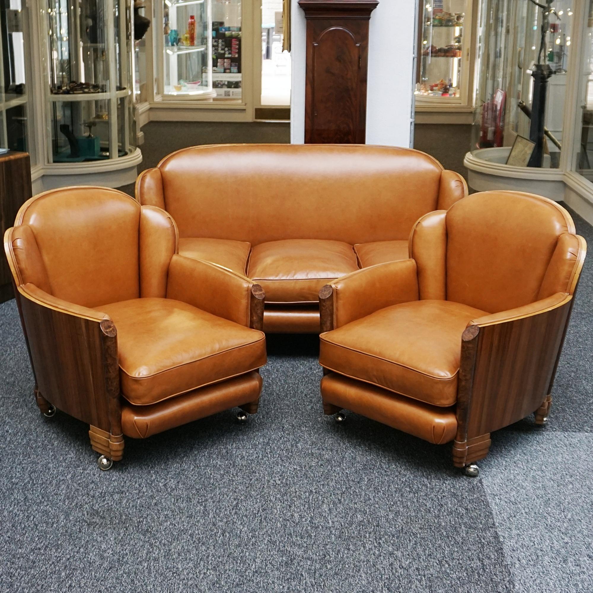 Original Art Deco Three Piece Lounge Suite by Maurice Adams Circa For ...