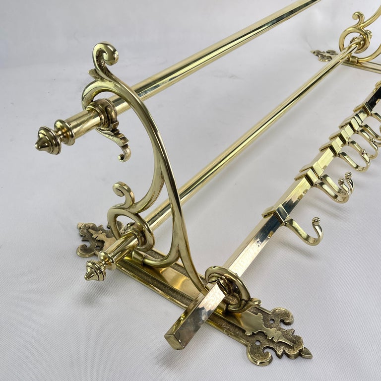 Original Art Nouveau Coat Rack Brass Wall Coat Rack, 1920s For Sale at ...