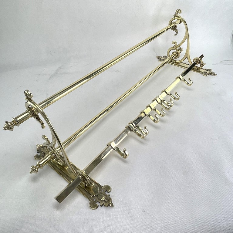 Original Art Nouveau Coat Rack Brass Wall Coat Rack, 1920s For Sale at ...