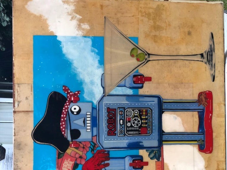 Original Artwork by Michael Mew ‘Making New Friends’, Mixed Media 2008 ...