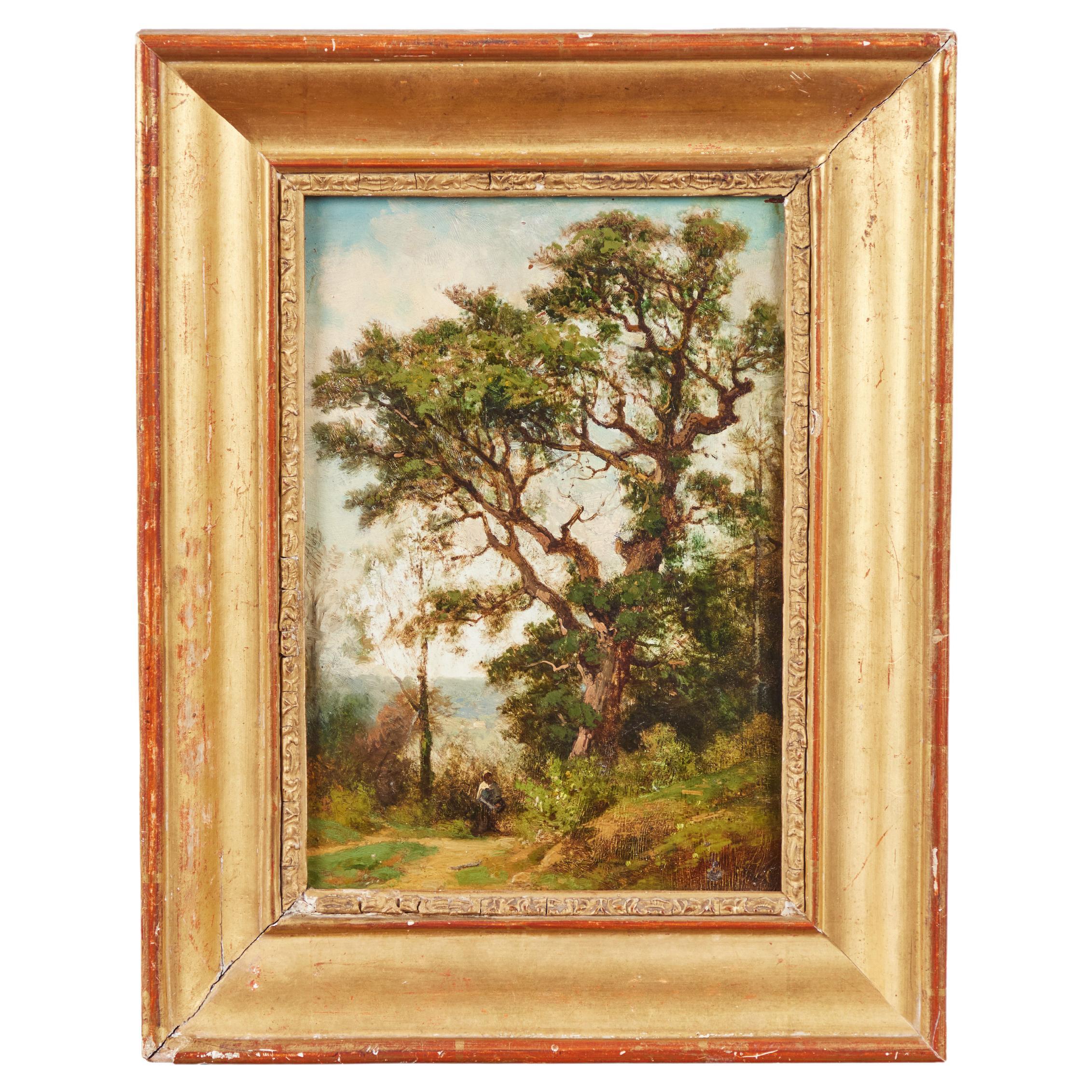 Barbizon School Landscape Painting of Path at Dusk, Probably Dutch ...