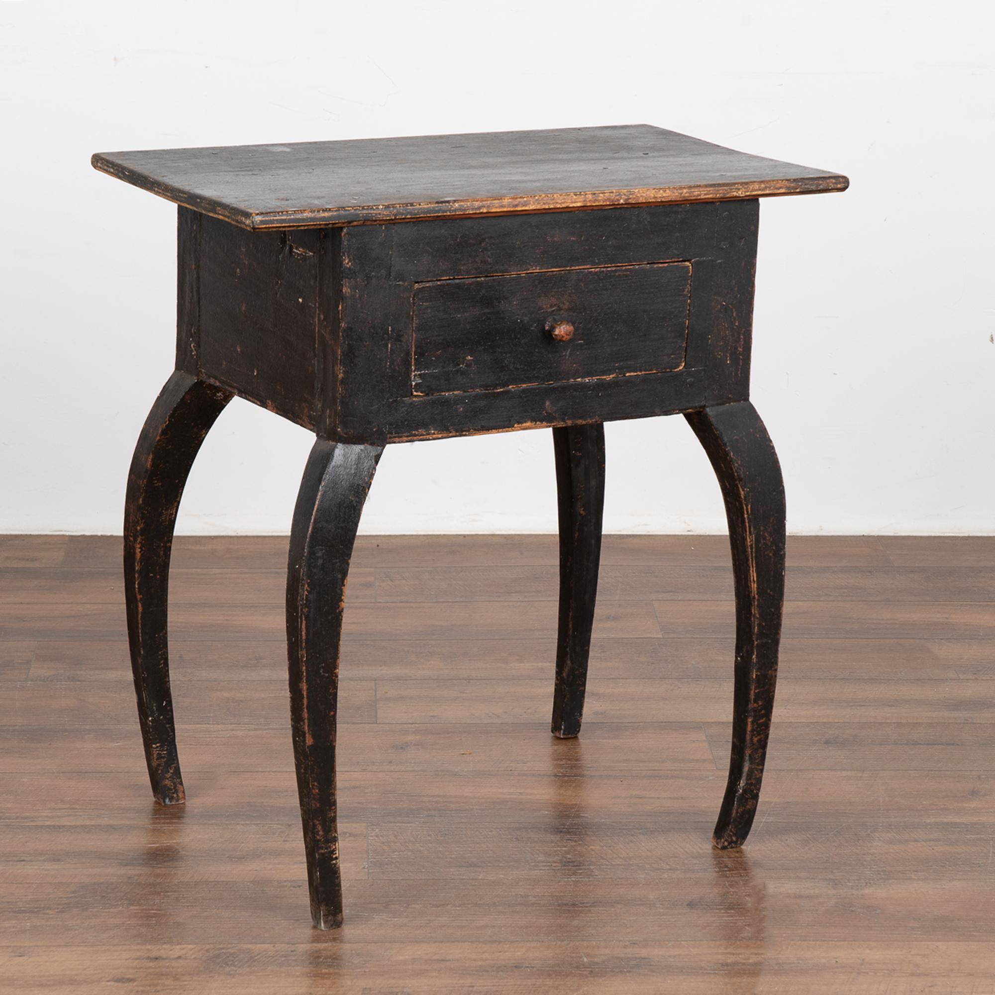 Original Black Painted Small Side Table with Bowed Legs, Sweden, circa ...