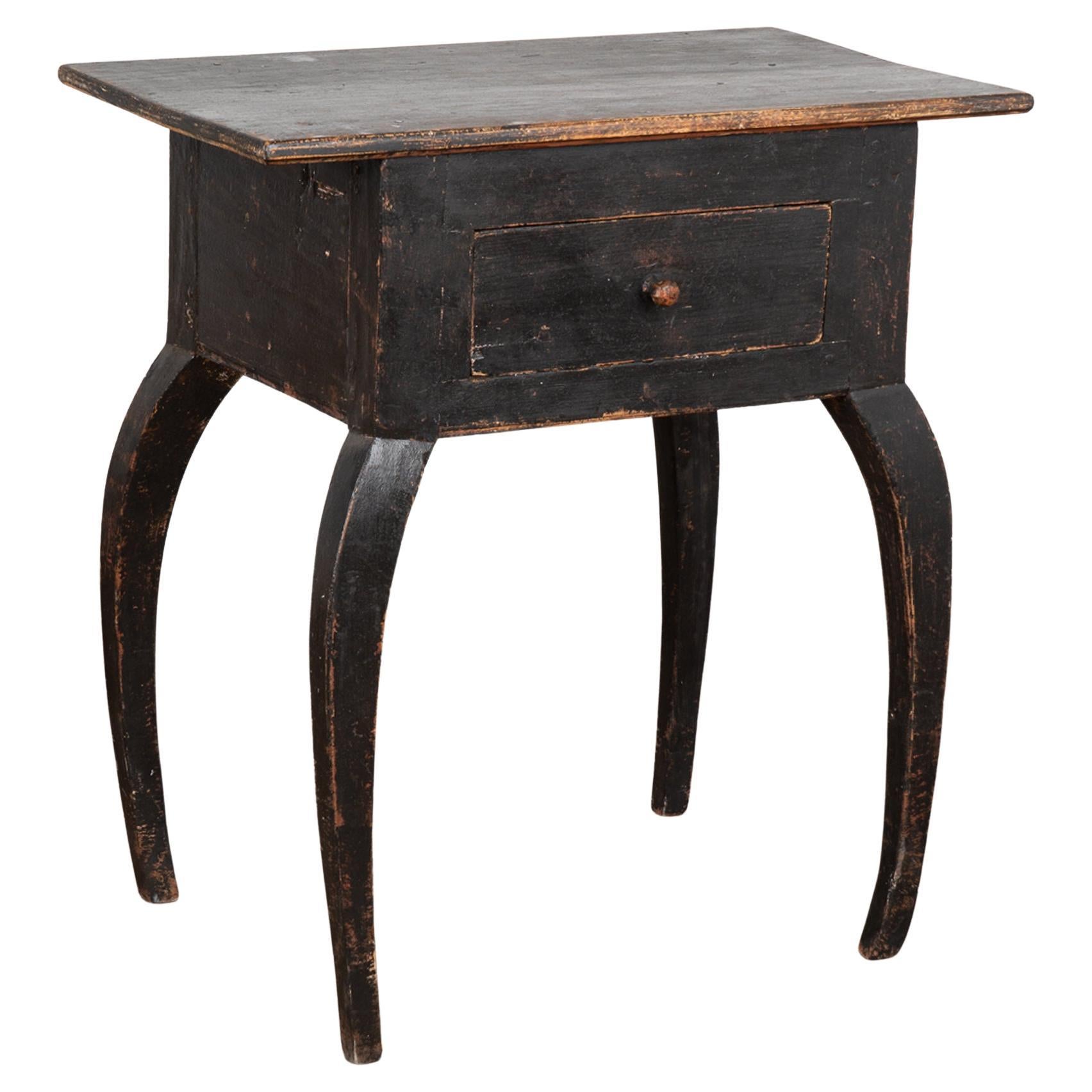 Original Black Painted Small Side Table with Bowed Legs, Sweden, circa ...
