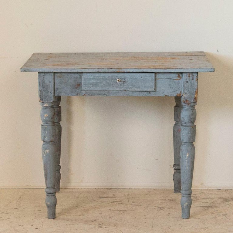 Original Blue Painted Side Table Nightstand, Hungary at 1stDibs