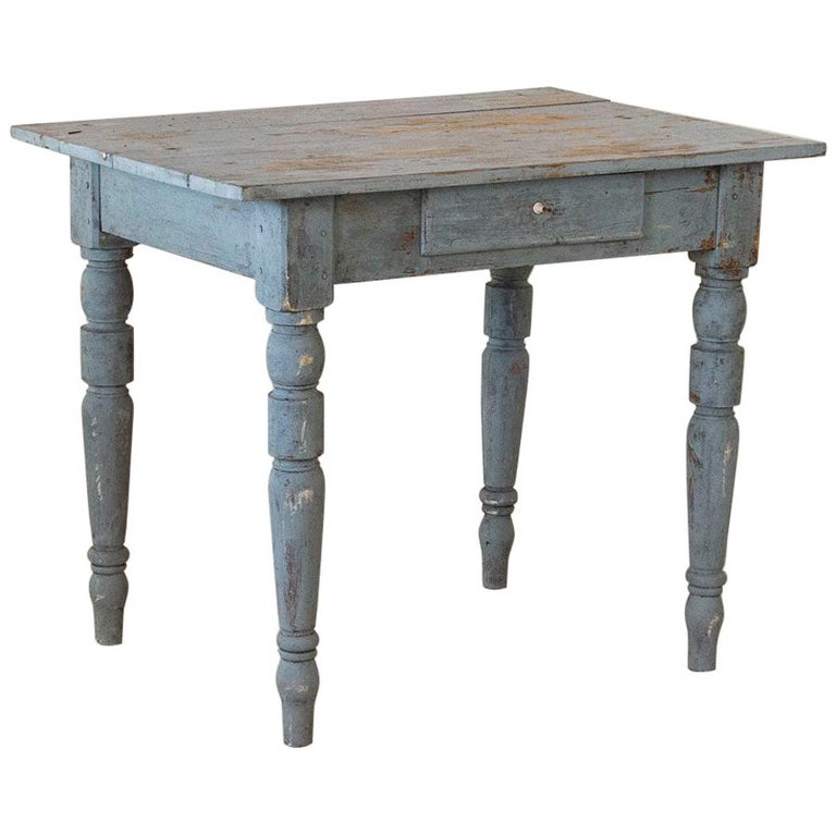 Original Blue Painted Side Table Nightstand, Hungary at 1stDibs