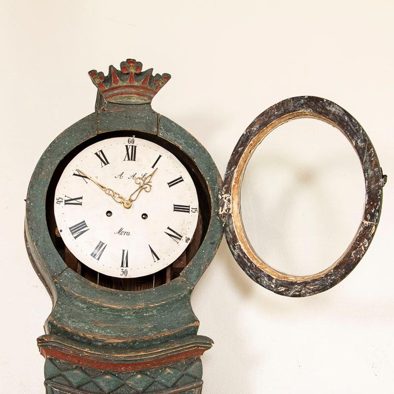 Original Blue Painted Swedish Mora Grandfather Clock at 1stDibs | mora ...