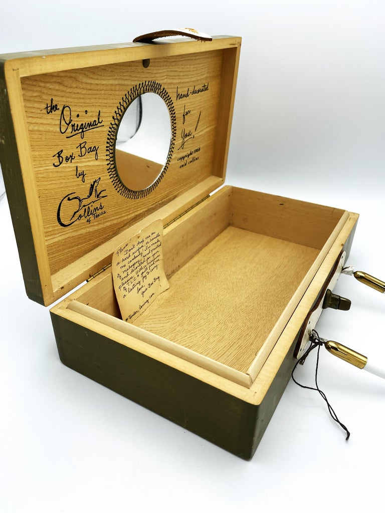 Original Box Bag by Collins of Texas made of mahagony hand-decorated ...