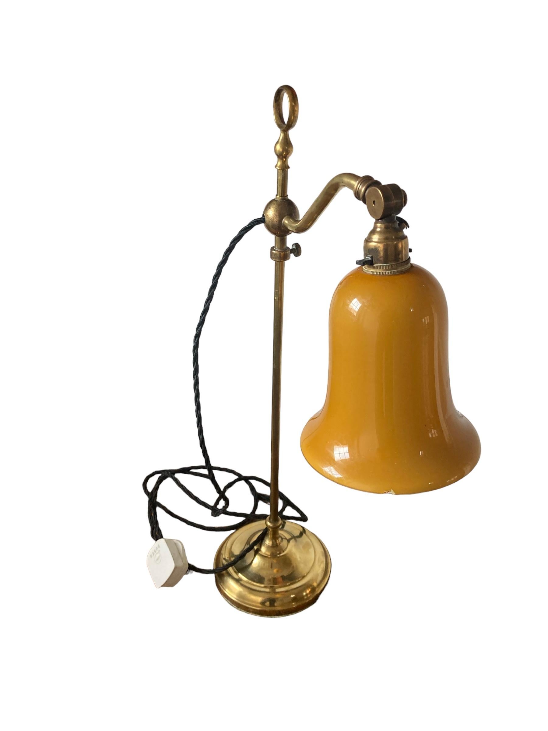 Original Brass Edwardian Rise and Fall Desk Lamp For Sale at 1stDibs