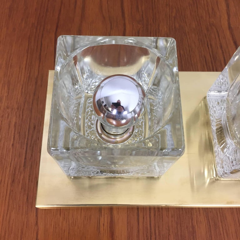Original Brass Modernist Peill and Putzler 1970s Ice Cubes Glass Wall ...