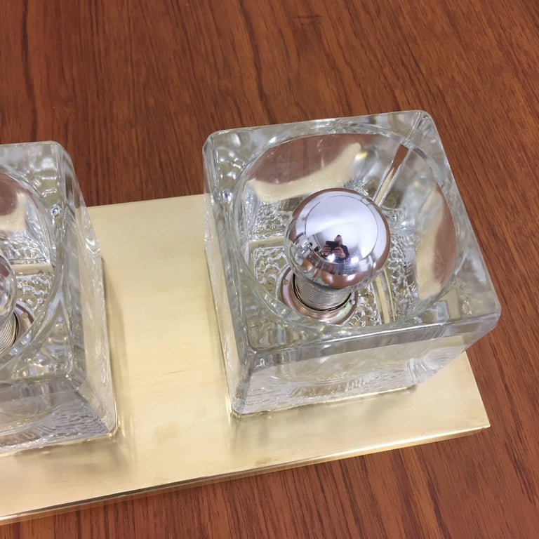 Original Brass Modernist Peill and Putzler 1970s Ice Cubes Glass Wall ...