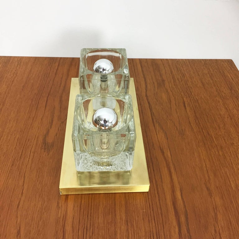 Original Brass Modernist Peill and Putzler 1970s Ice Cubes Glass Wall ...